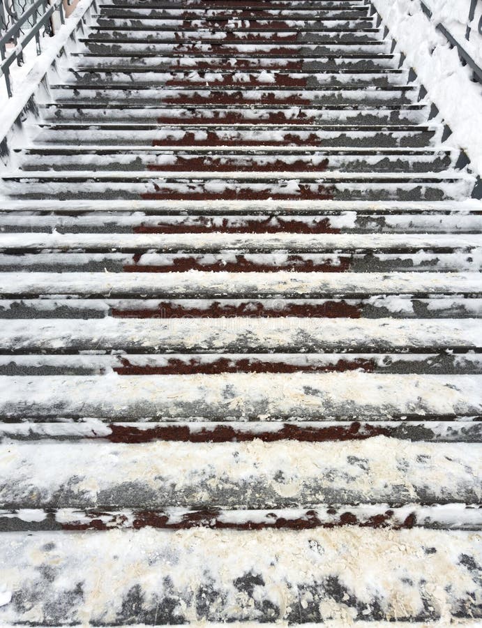 Steps on the Stairs in the Snow in Winter Stock Photo - Image of clean ...