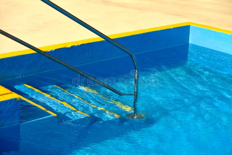 Steps into a Swimming Pool - Detail Stock Image - Image of pool, chrome ...