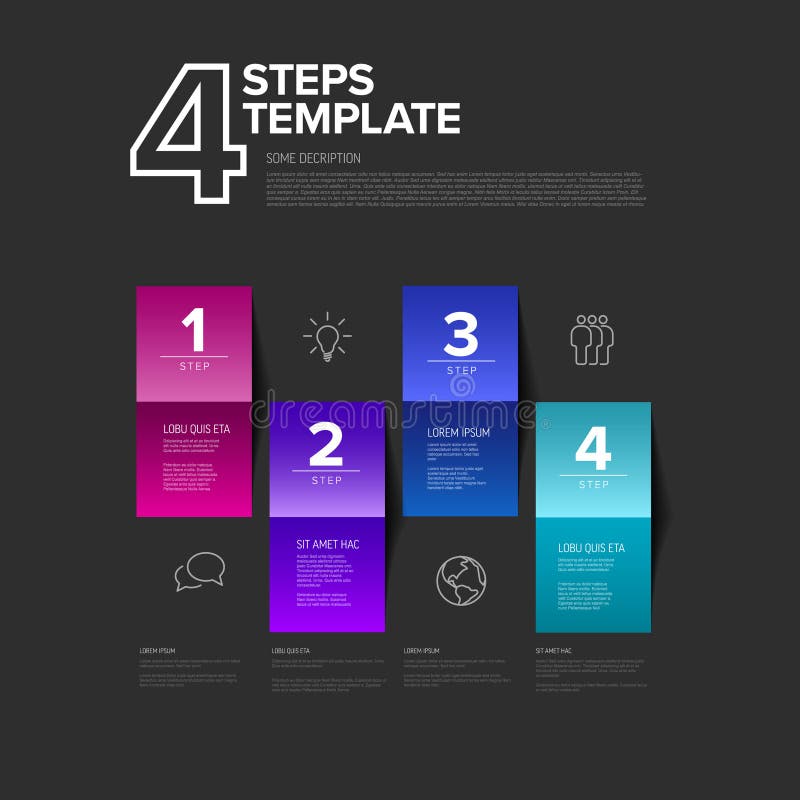 4 Steps Template Infographic Design with Colorful Boxes Stock Vector - Illustration of report ...