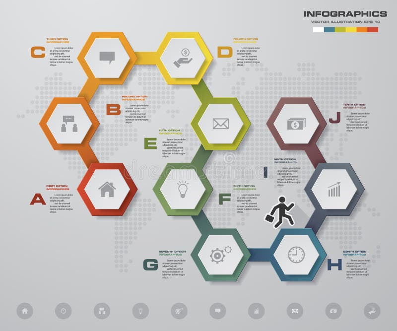 10 Steps Infographic Element Chart for Data Presentation. Stock Vector ...