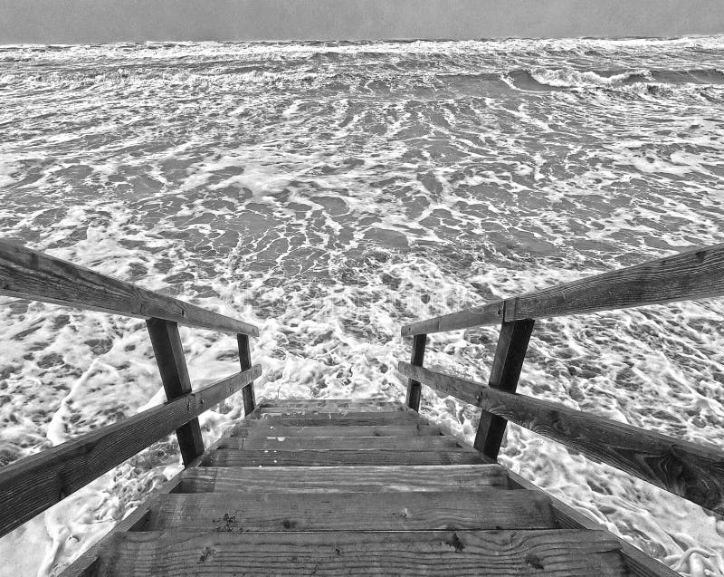 Steps to the beach stock image. Image of marine, stormy - 181907597