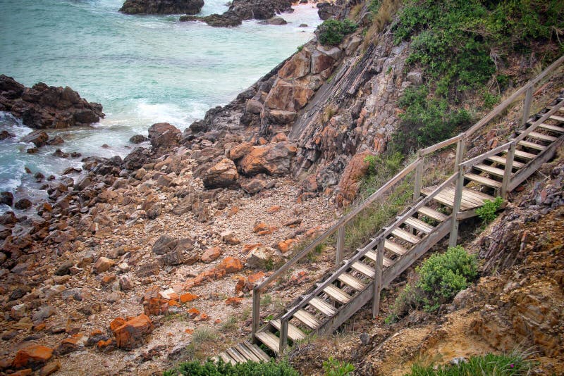 Steps to beach stock image. Image of cliff, rocky, coastline - 35244777