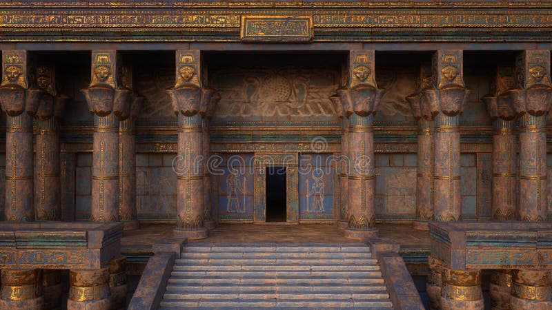 Steps To Entrance To an Ancient Egyptian Temple. 3D Illustration Stock ...