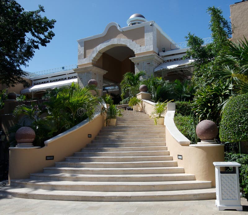 Tropical Resort Lobby Garden Landscaping Stock Photo - Image of ...