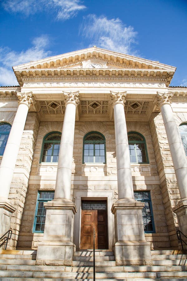 Steps To Old Stone Courthouse with Columns Stock Photo - Image of ...