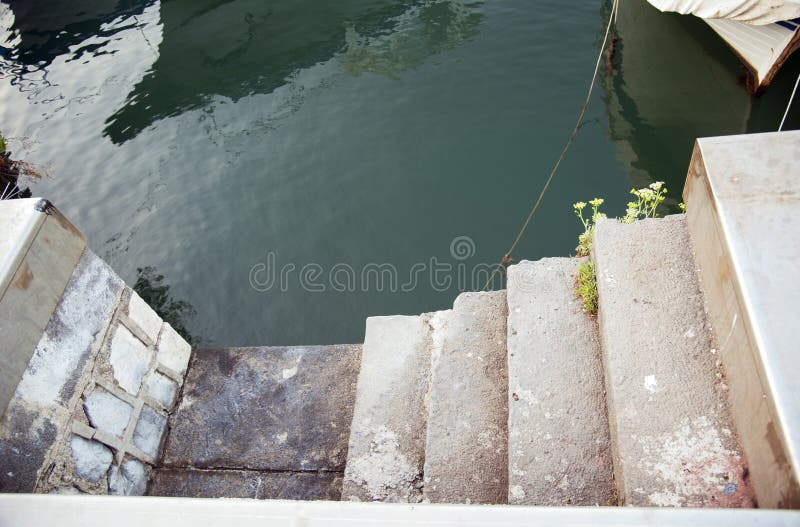 Concrete Stairs Along the Quay in the Port. Stock Photo - Image of ...