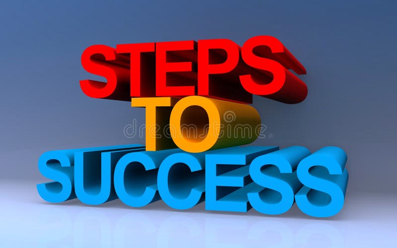 Steps to success on blue stock illustration. Illustration of objective ...
