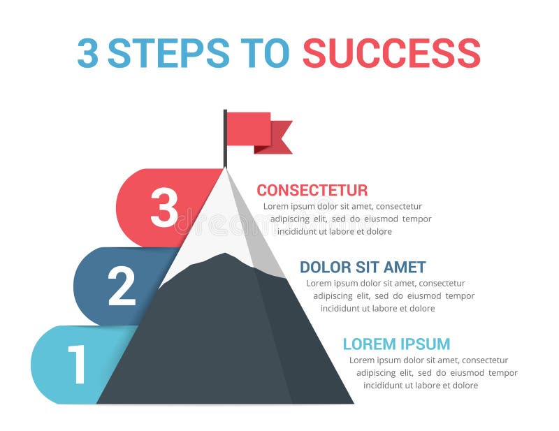 3 Steps to Success stock vector. Illustration of pyramid - 223305068