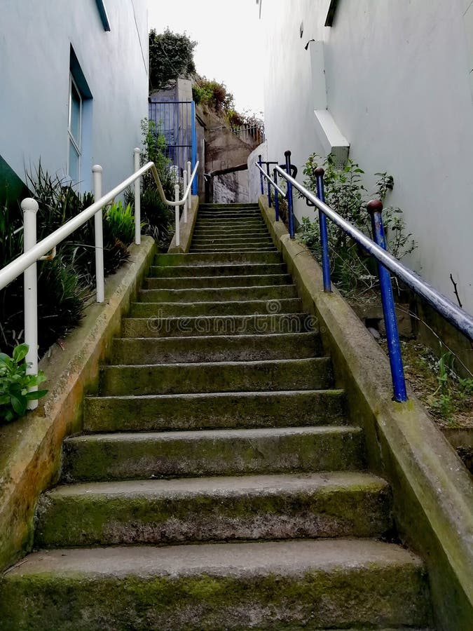 Steps To A Hill In A Park With Green Lawn At The Edges Stock Image ...
