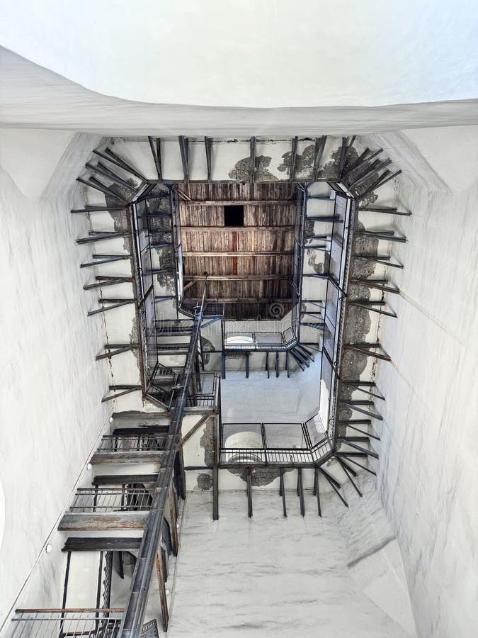 Steps To the Tower, Bottom View Stock Photo - Image of painting ...