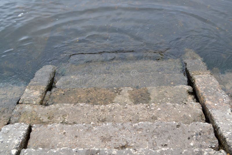 Steps to the water stock image. Image of concrete, descent - 81752171