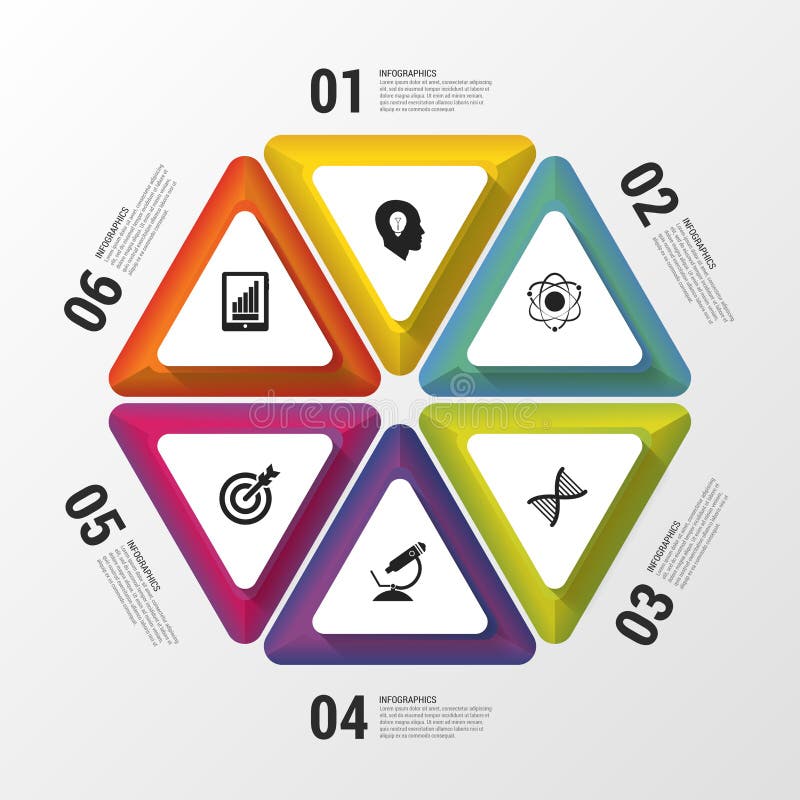 6 Steps in Triangle. Infographic Design Template. Business Concept ...