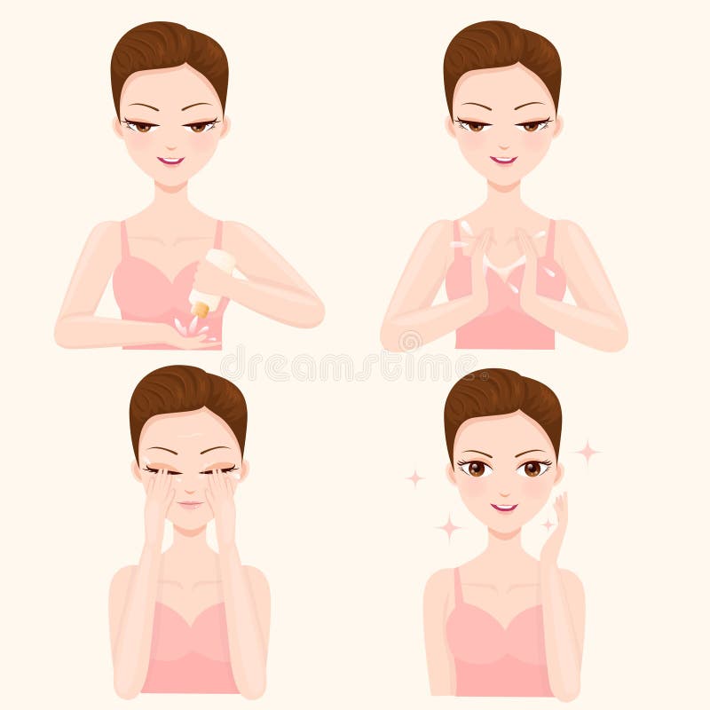 The Steps for Using Essence Serum Stock Illustration - Illustration of ...