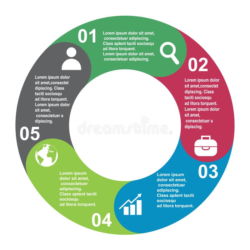 5 Steps Vector Element in Five Colors with Labels, Infographic Diagram ...