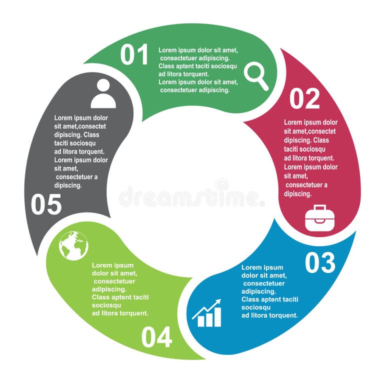 5 Steps Vector Element in Five Colors with Labels, Infographic Diagram ...