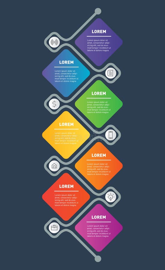 Vertical Label Infographic With 4 Step With Icon For Business Process ...
