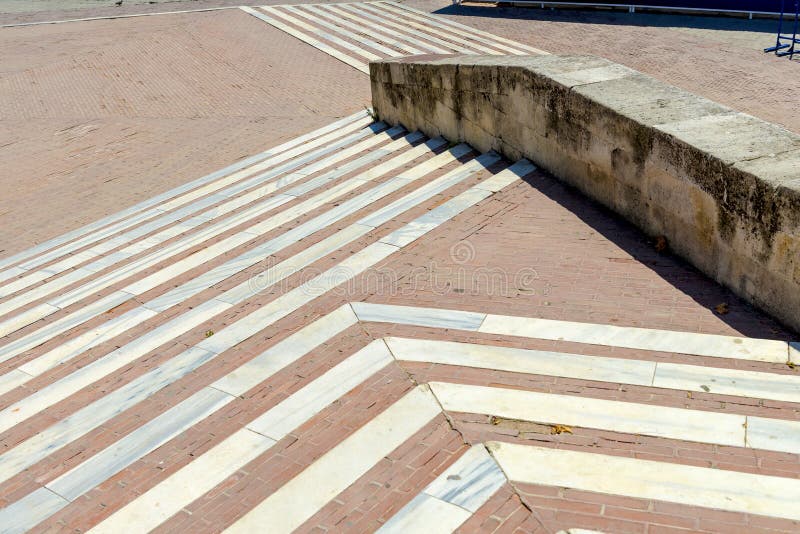 Steps and Walkway with Square Stone Tiles Stock Photo - Image of ...