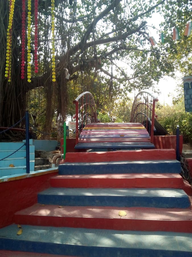 Steps Way and Wooden Bridge in the Garden Stock Image - Image of path ...