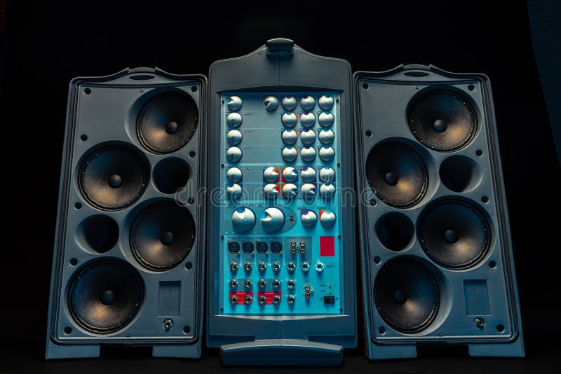Stereo Audio System with Large Speakers and Amplifier Stock Photo ...
