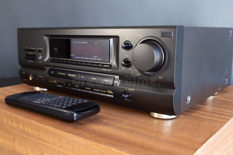 Stereo Audio Video Receiver with Volume Knob Closeup, Stereo Gear from ...