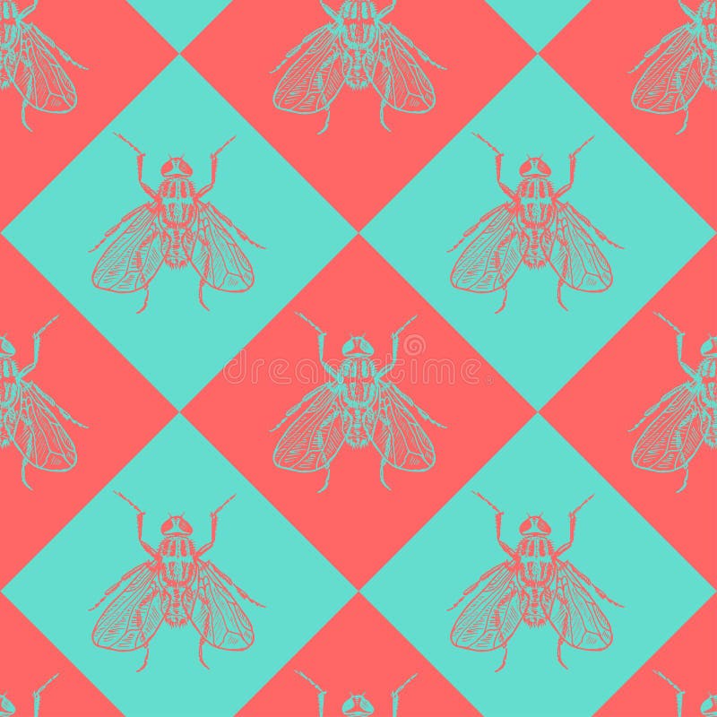 Stereo Flies Blue and Red Vector Seamless Pattern Stock Vector ...