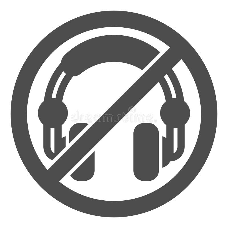 Stereo Headphones Ban Solid Icon, Prohibited Elements Concept. Vector ...