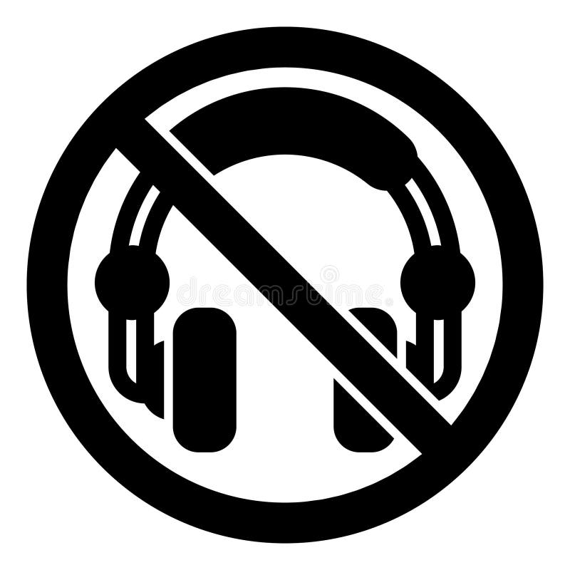 Stereo Headphones Ban Solid Icon, Prohibited Elements Concept. Vector ...