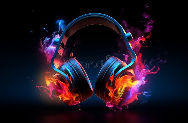 Stereo Headphones Exploding in Festive Colorful Splash Stock Photo ...