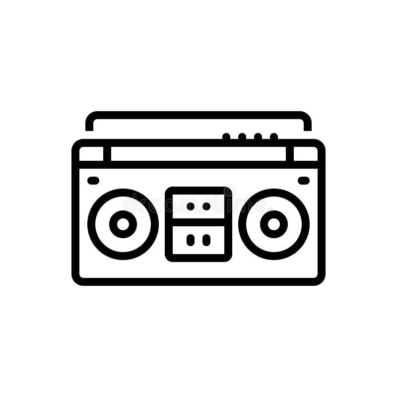 Black Line Icon for Stereo, Radio and Speaker Stock Illustration ...