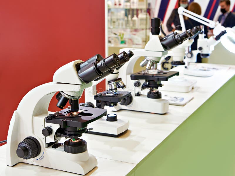 Optical Microscopes in Store Stock Photo - Image of shop, science ...