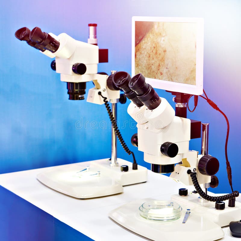 Stereo microscopes stock image. Image of medicine, monitor - 255144453