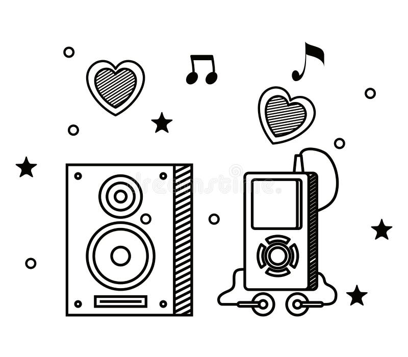 Stereo and Mp4 with Quaver and Beam Notes Stock Illustration ...