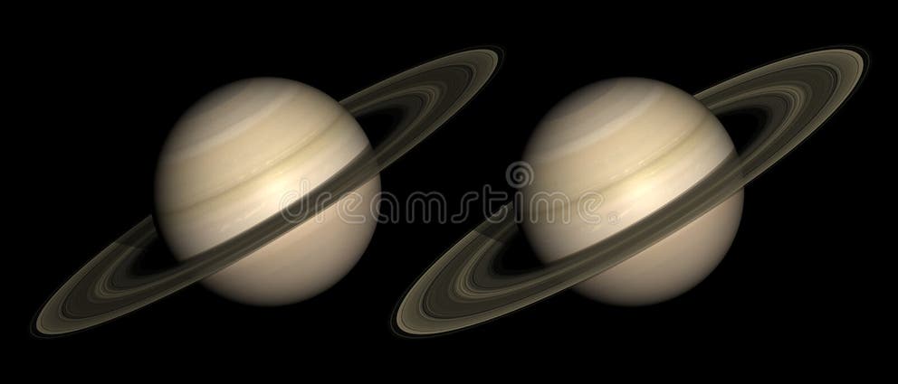 3D Solar System Series, Stereo Pair of Saturn Isolated on Black. Stock ...