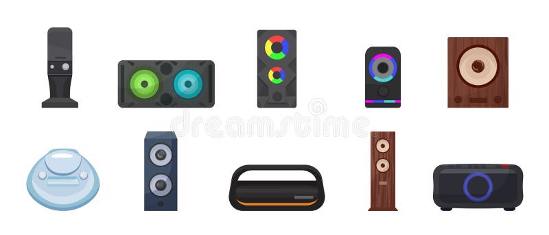 Stereo System Icons Set Cartoon Vector. Big Speakers Stock Vector ...