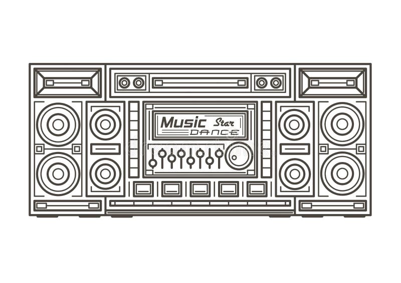 Vintage Music System Player Vector Drawing Illustration Stock ...