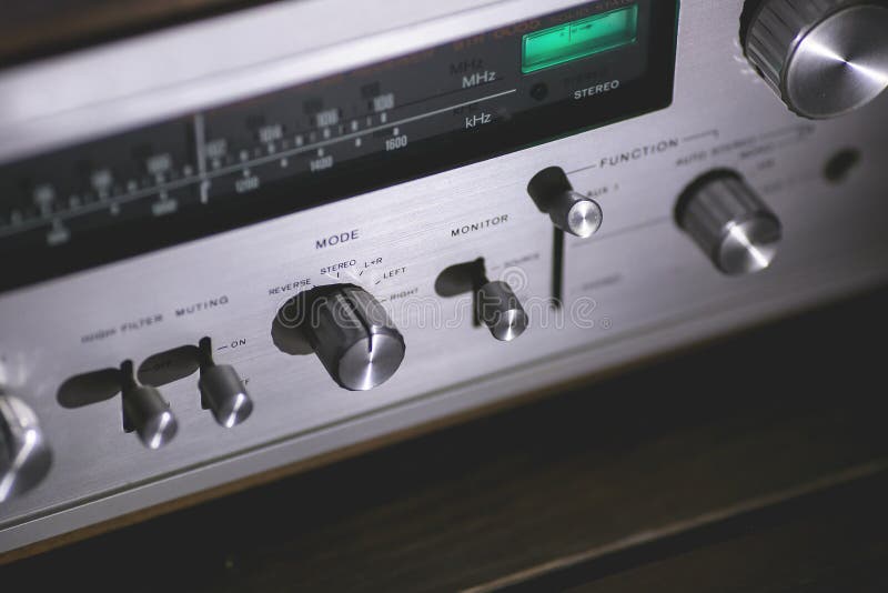 Stereo Vintage Receiver Close Up . Dial Pointer . Stock Image - Image ...