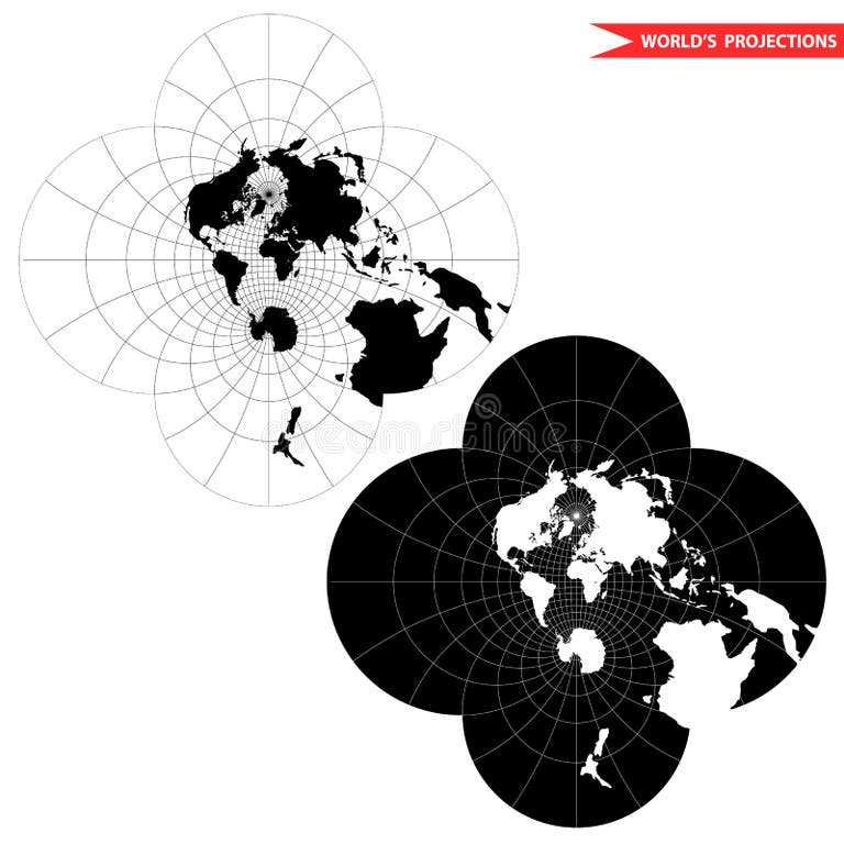 Stereographic World Map Projectio Stock Vector - Illustration of ...