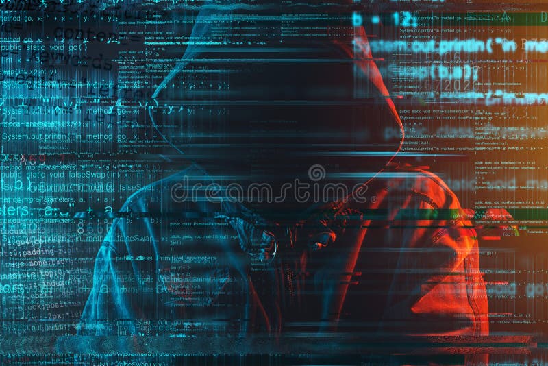 Stereotypical Image of Computer Hacker with Hoodie and Computer Stock ...