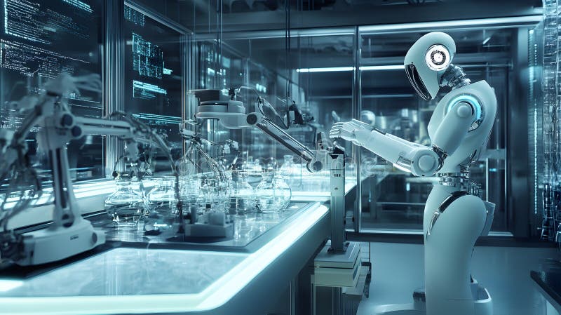 Sterile Biotechnology Lab with Robotic Systems Handle. Stock ...