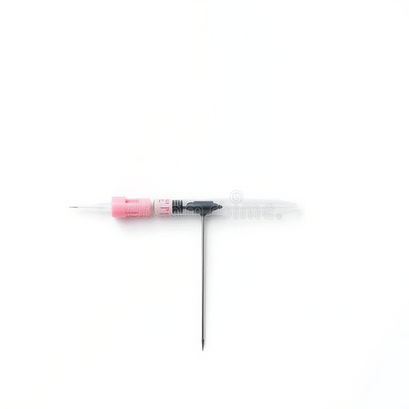 A Sterile Disposable Needle with a Protective Cap on a White Background ...