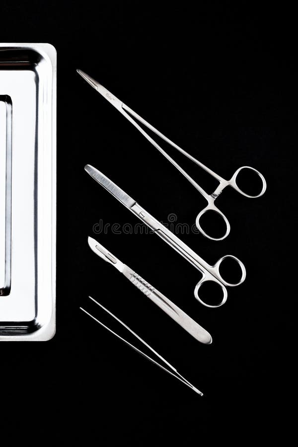 Sterile Instruments on a Green Background Close-up. Preparing ...