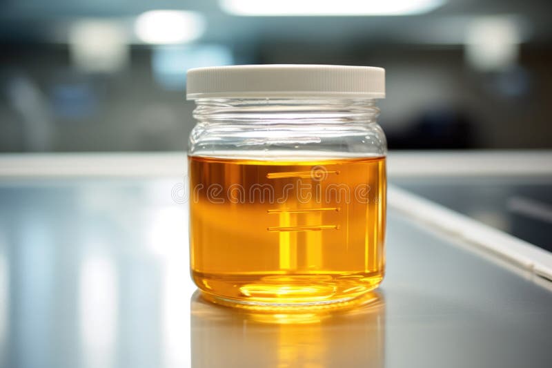 Sterile Jar Containing a Urine Sample in a Laboratory Stock Photo ...