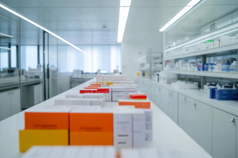 A Sterile Laboratory Environment Features Rows of Meticulously ...