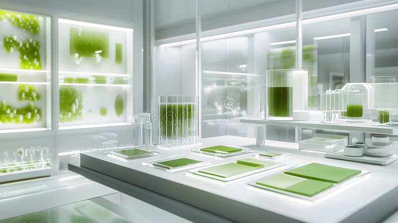 Sterile Laboratory with Vibrant Green Algae Samples Stock Illustration ...
