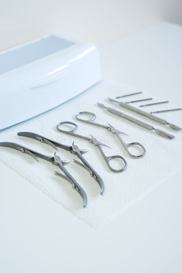 Sterile Manicure and Medical Tools on a White Surface Stock Image ...
