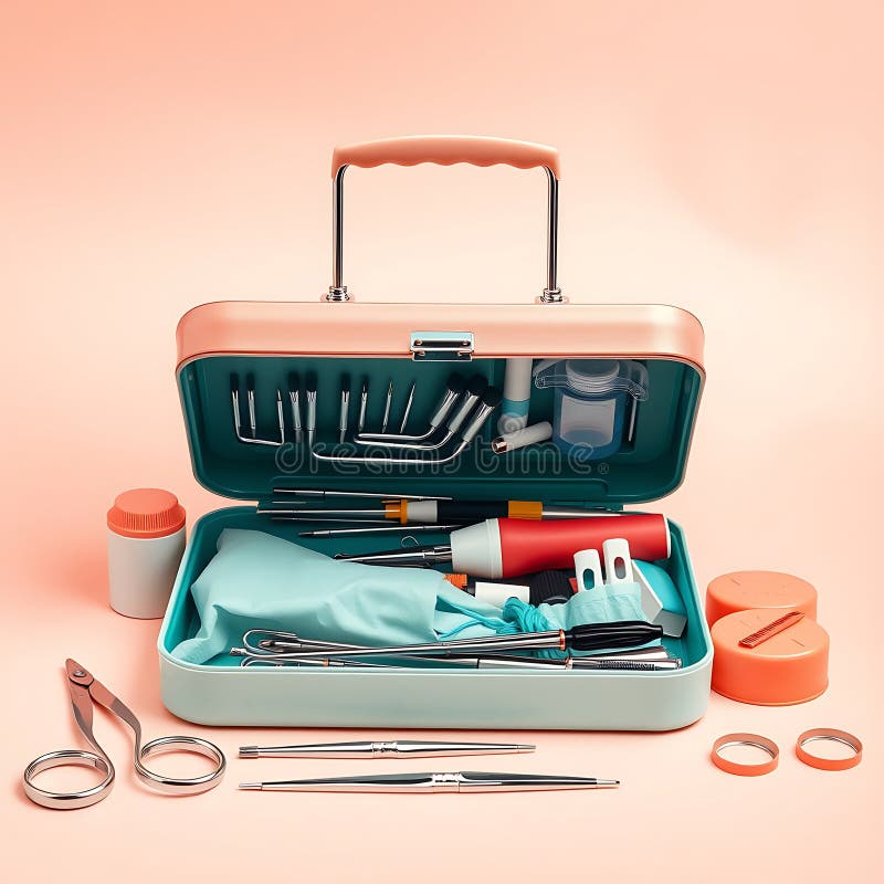 A Sterile Medical Field Kit for Basic Surgery on a Pastel Coral ...