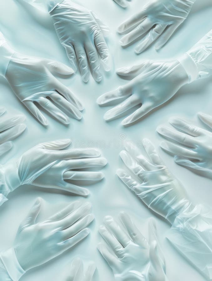 Sterile Medical Gloves are Positioned in a Circular Pattern Around a ...