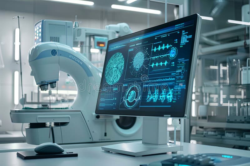 A Sterile and Modern Medical Laboratory Featuring a High-tech Scanner ...