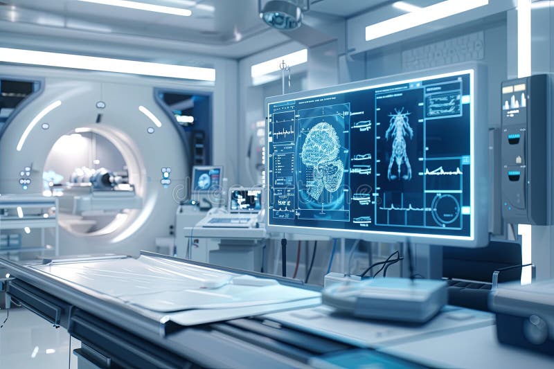 A Sterile and Modern Medical Laboratory Featuring a High-tech Scanner ...