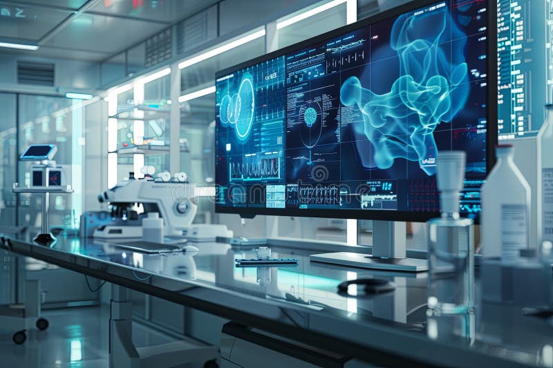 A Sterile and Modern Medical Laboratory Featuring a High-tech Scanner ...